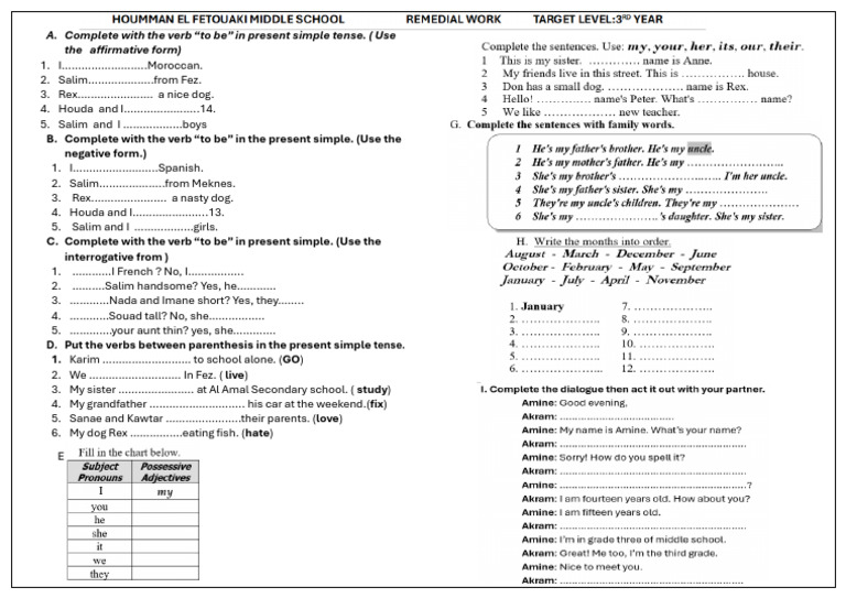 Remedial Work Third Year | PDF