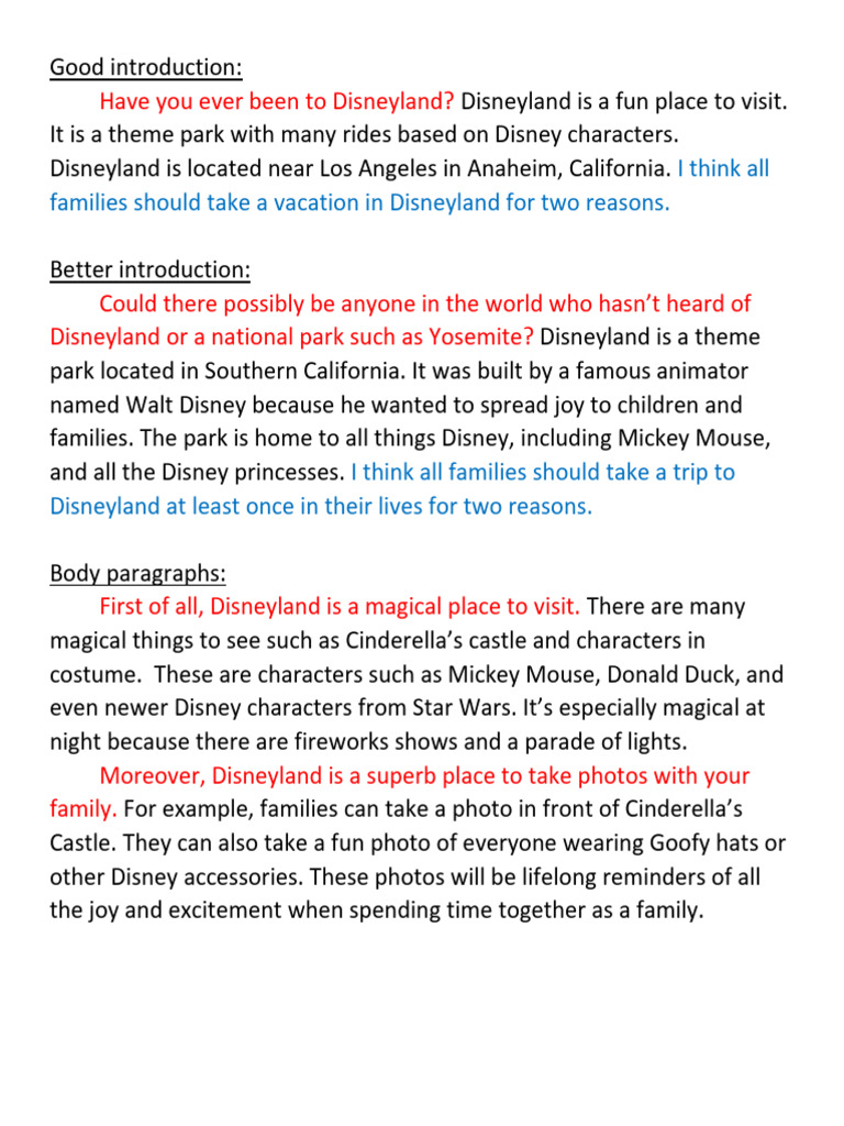 Disneyland Example Essay | PDF | Disneyland | Walt Disney Animation Studios