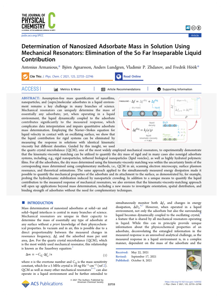 01-MS Armanious Etal 2021 JPCC | PDF | Surface Plasmon Resonance ...