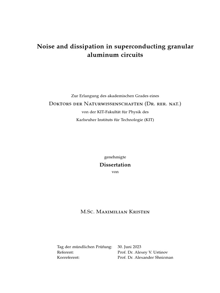 2003 Noise and Dissipation in Superconducting Granular Anuminum ...