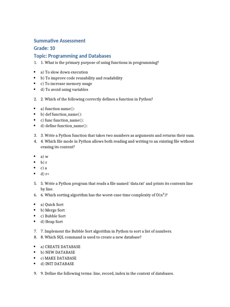 Summative Assessment With Updated Options | PDF