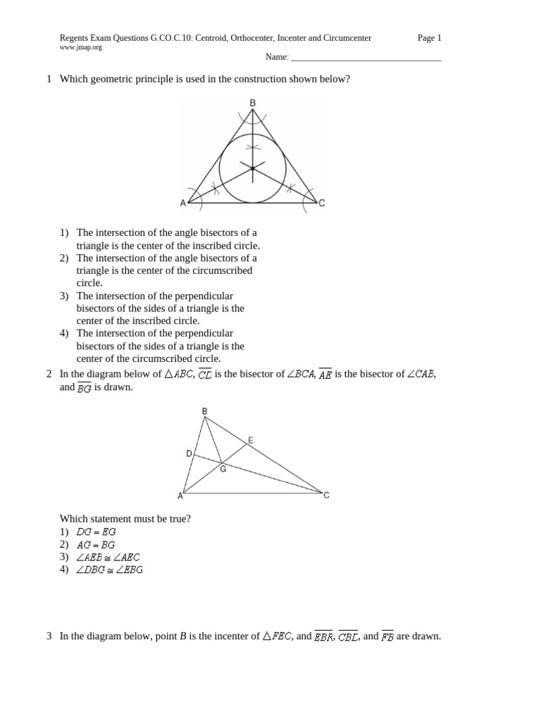 Centroid's Role in Triangle Centers | PDF | Triangle | Elementary Geometry