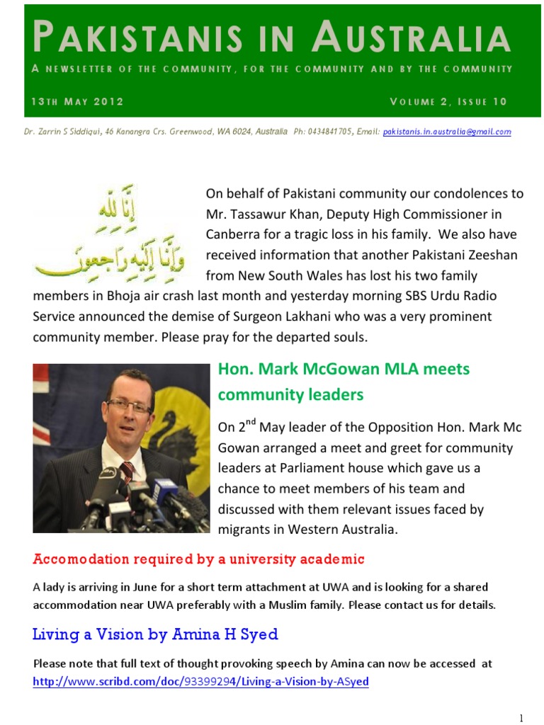 Pakistanis in Australia Vol2issue 10 2012 | PDF