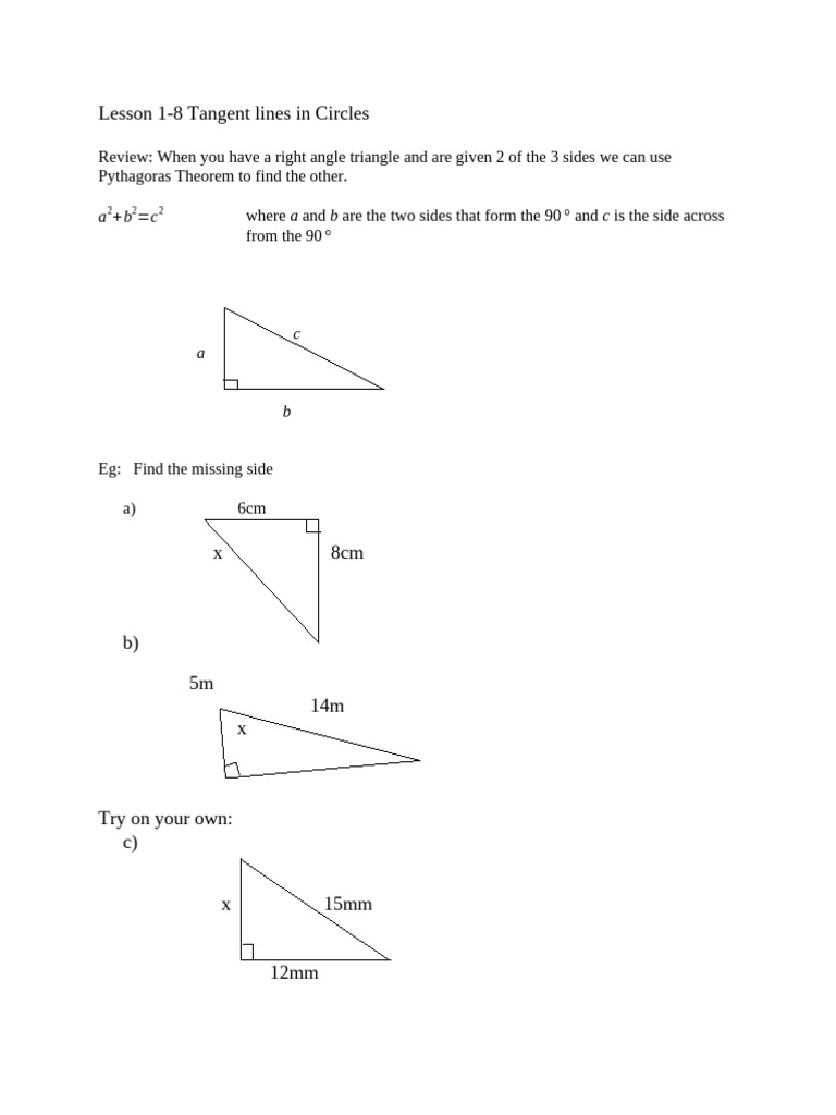 Tangent Lines in Circles | PDF