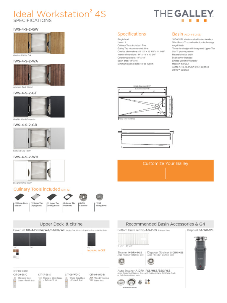 Ideal Workstation-2 4S - Specification + Countertop Cutout Sheet | PDF ...