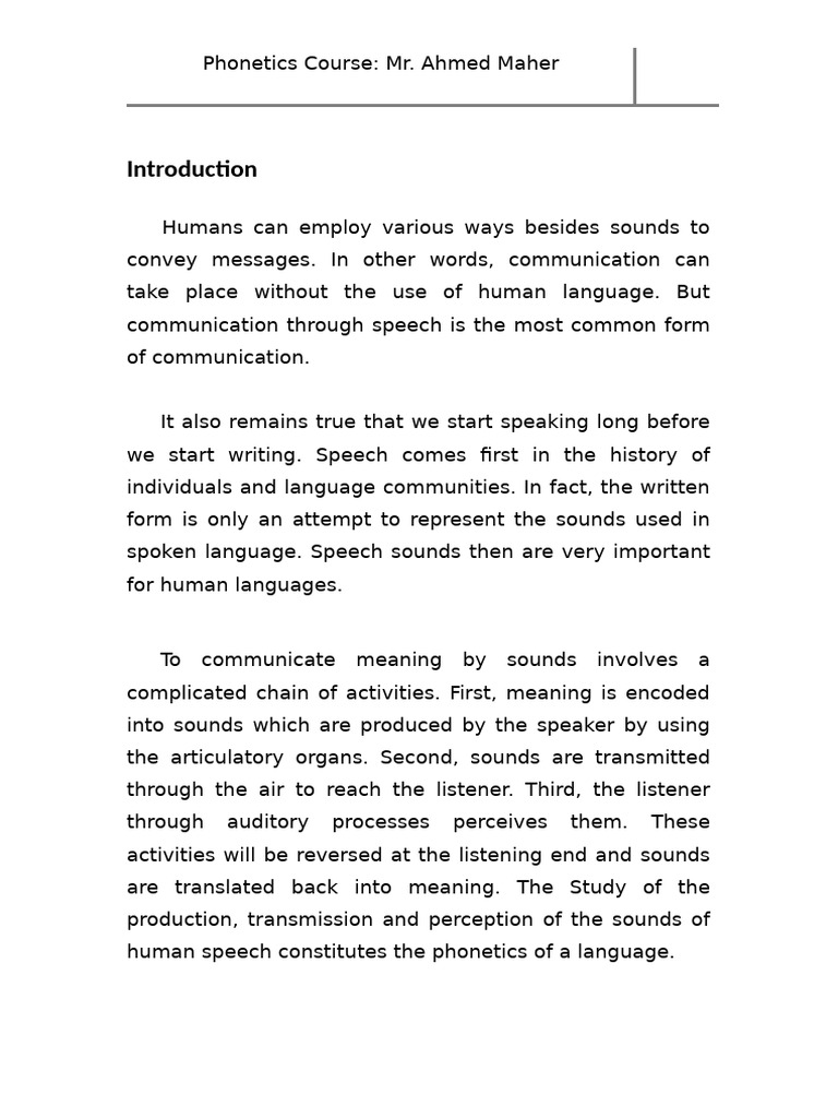 Phonetics Course The First Lecture | PDF | Phonetics | Speech