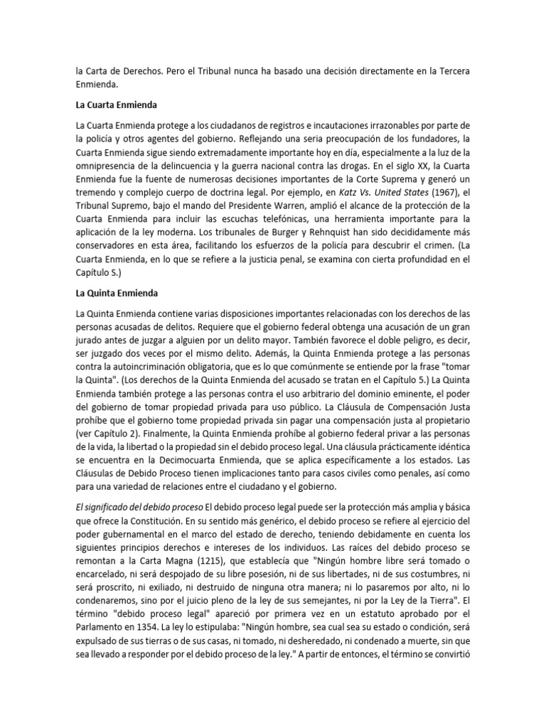 Derechos Constitucionales: Cuarta y Quinta Enmienda | PDF | Debido al ...
