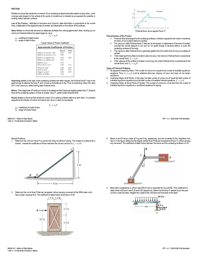 Week 5 - Frictional Forces | PDF | Friction | Force