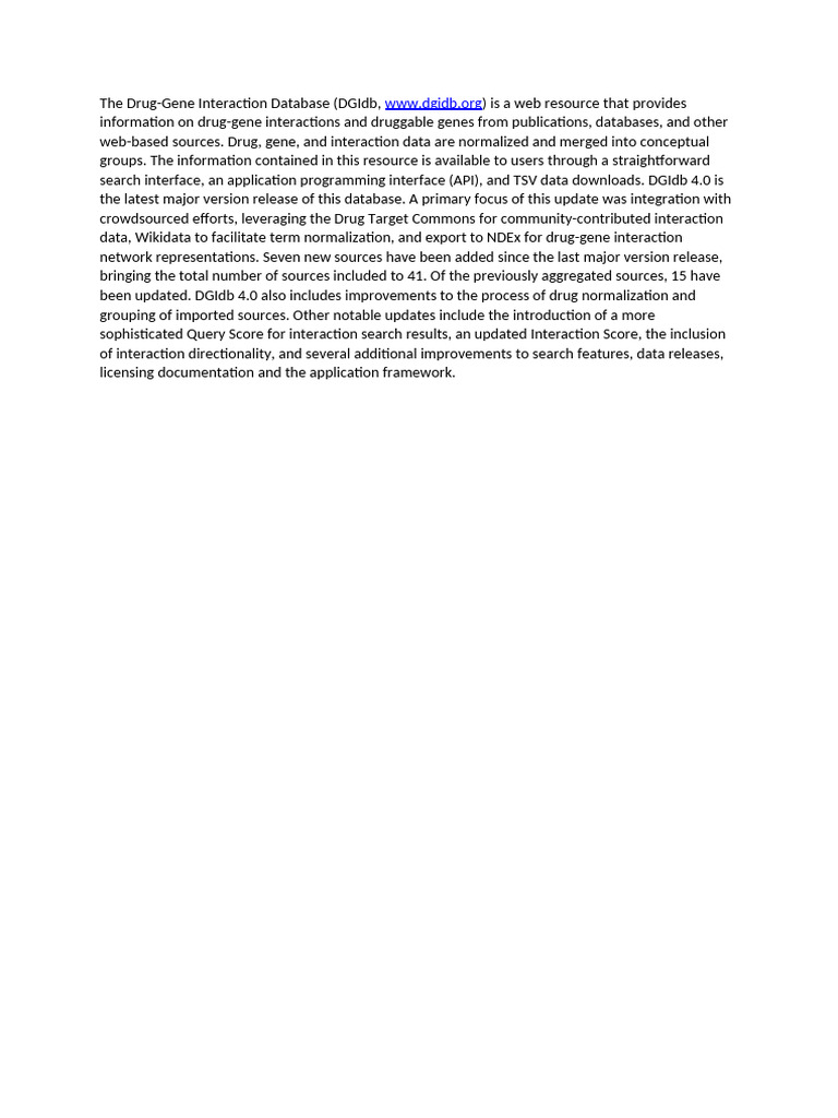 The Drug-Gene Interaction Database | PDF