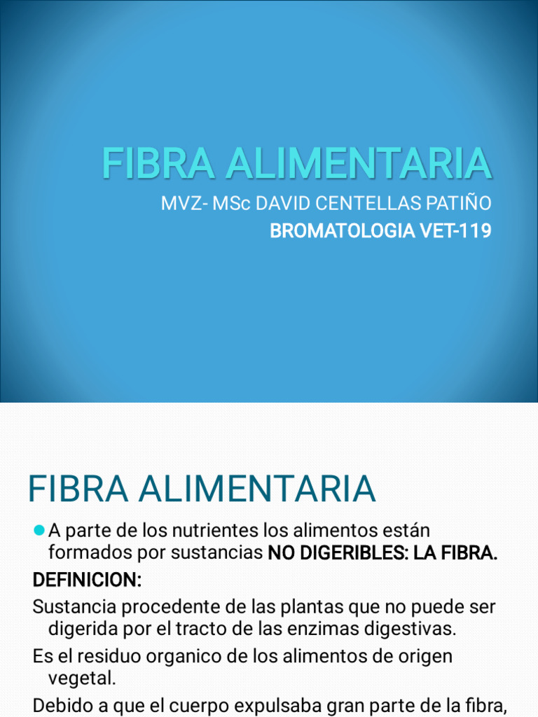 Importancia de la Fibra Alimentaria | PDF | Fibra dietética | Dieta y ...