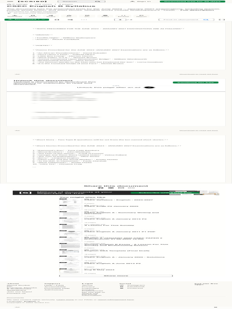 CSEC English B Syllabus 2023-2027 | PDF | Scribd