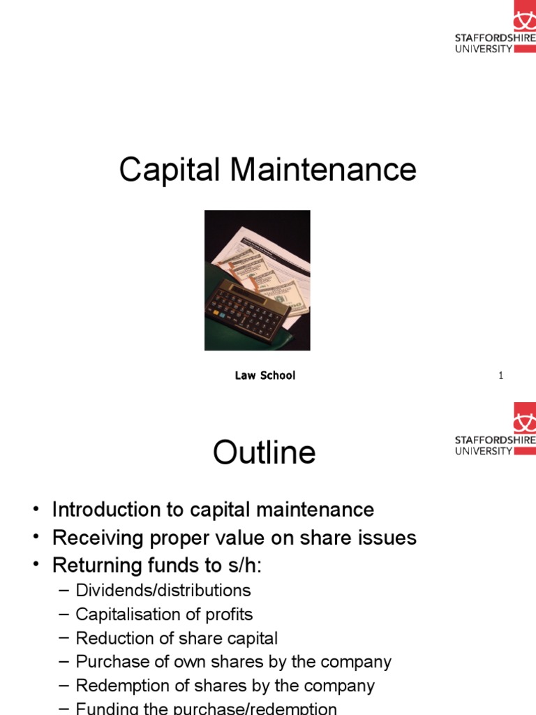 Capital Maintenance: Law School Law School 1 | PDF | Dividend | Economies
