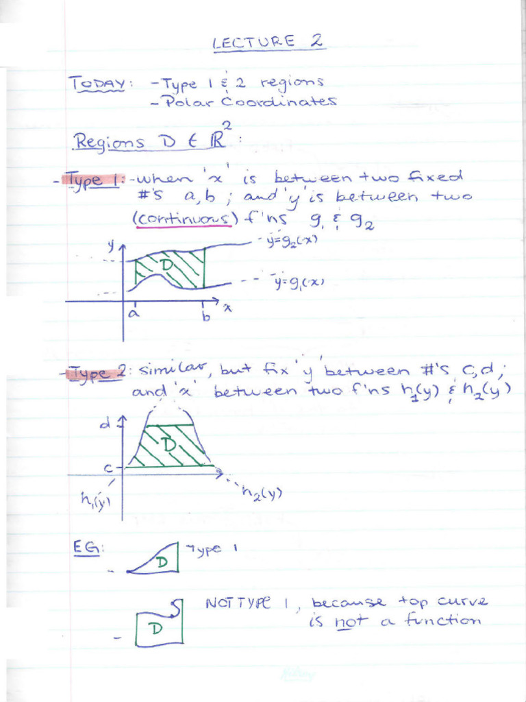 Notes 02 Elementary Regions in 2D and Polar Coordinates and Polar ...