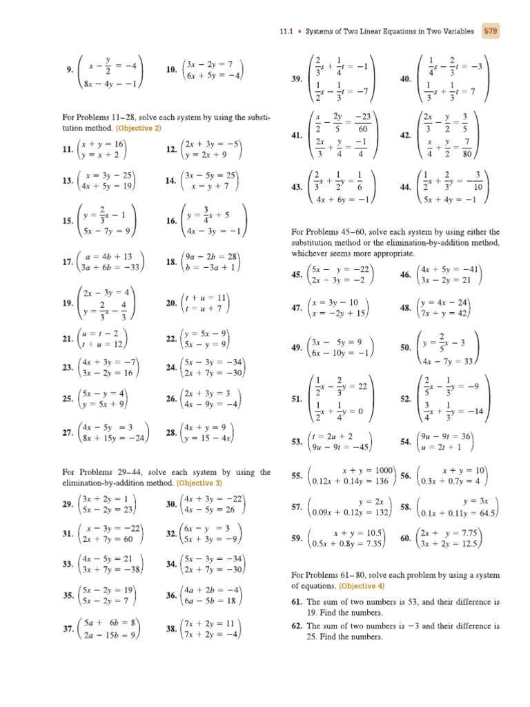 System of Linear Equations (2x2) | PDF