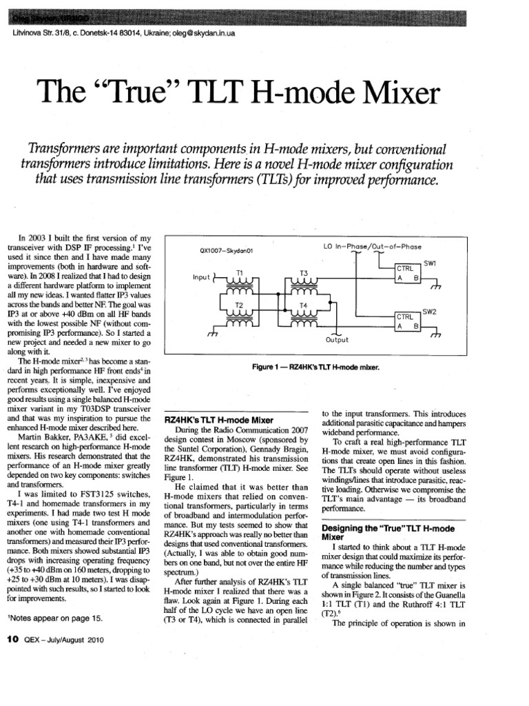 The True TLT H-Mode Mixer | PDF