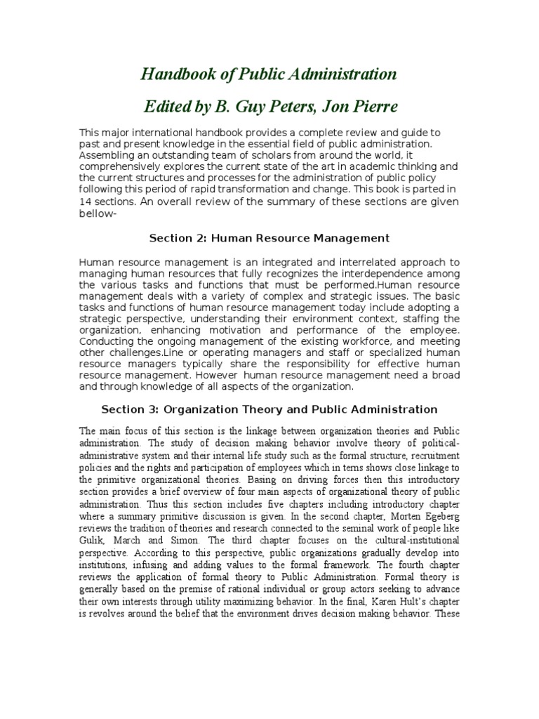 Handbook of Public Administration | PDF | Public Administration | Policy
