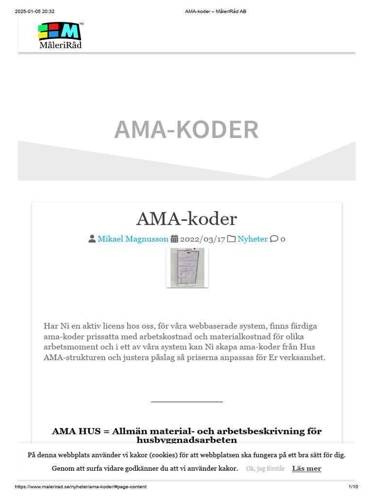AMA-koder - MåleriRåd AB | PDF