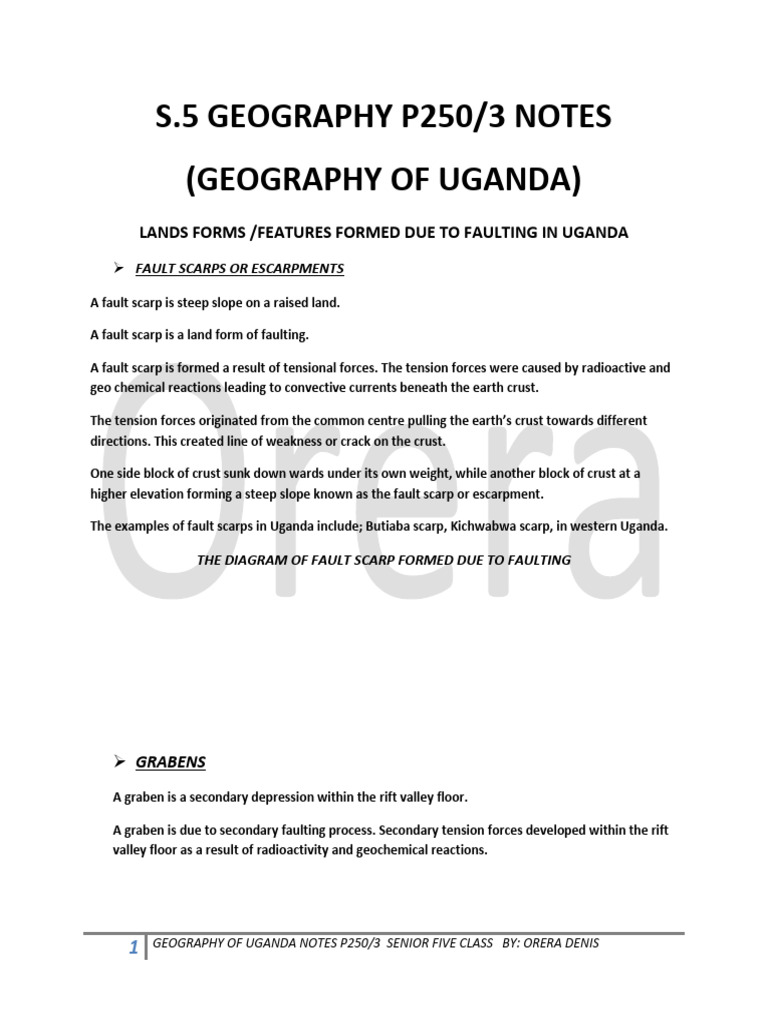 Geography of Uganda: Faulting Effects | PDF | Volcano | Lava