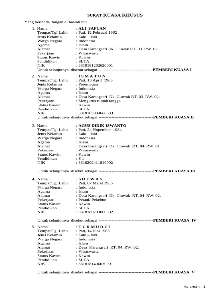 Surat Kuasa 68 Fix Untuk Gugatan Pengadilan Tata Usaha Negara Atas Tanah Eks Hgu 17082025 | PDF