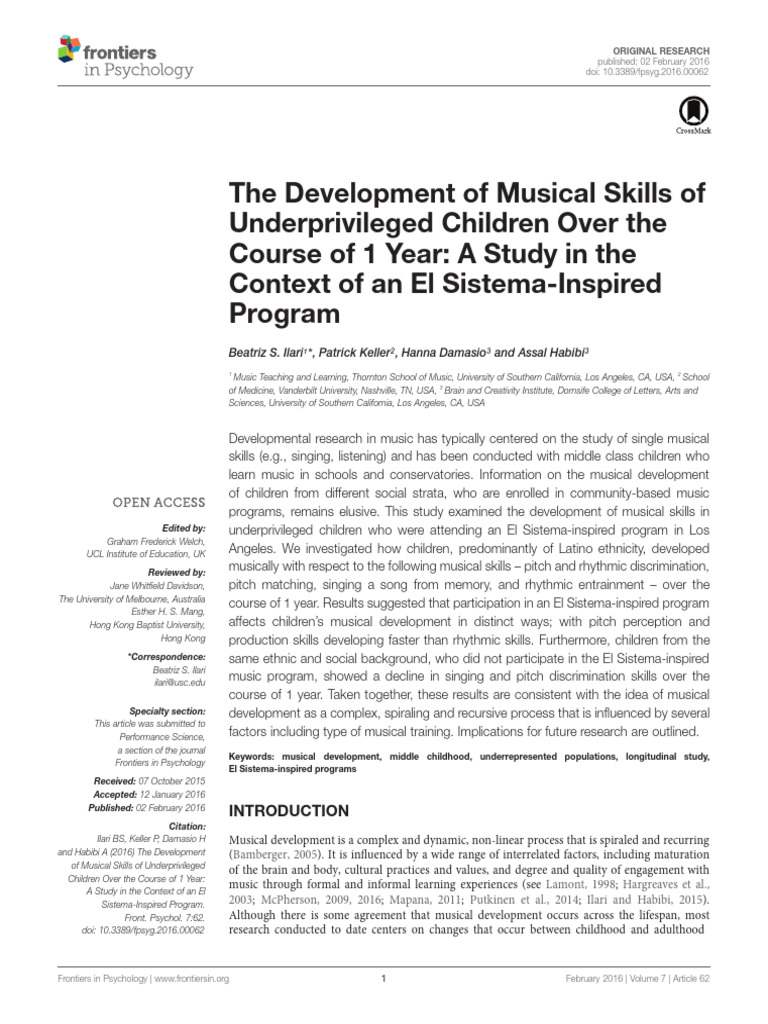 Musical Skill Development in Underprivileged Kids | PDF | Orchestras ...