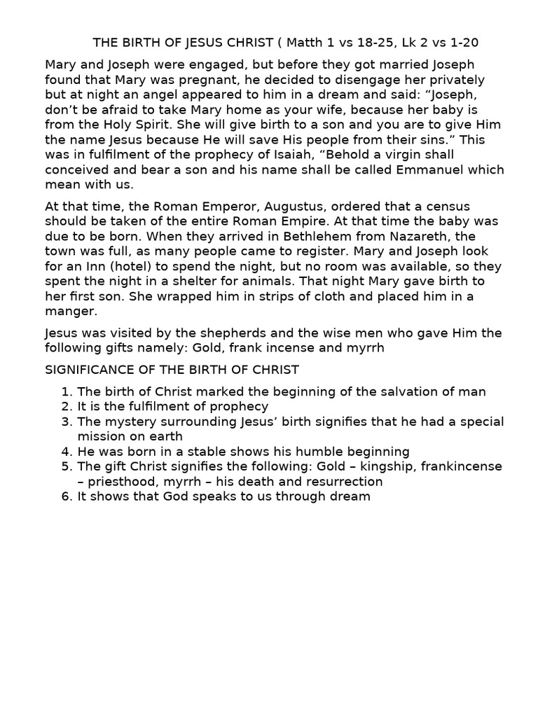 The Birth of Jesus Christ | PDF