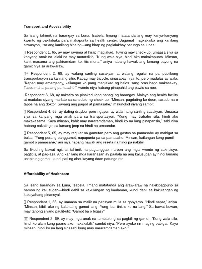 Aspects Respondents Story - Research Appendices | PDF