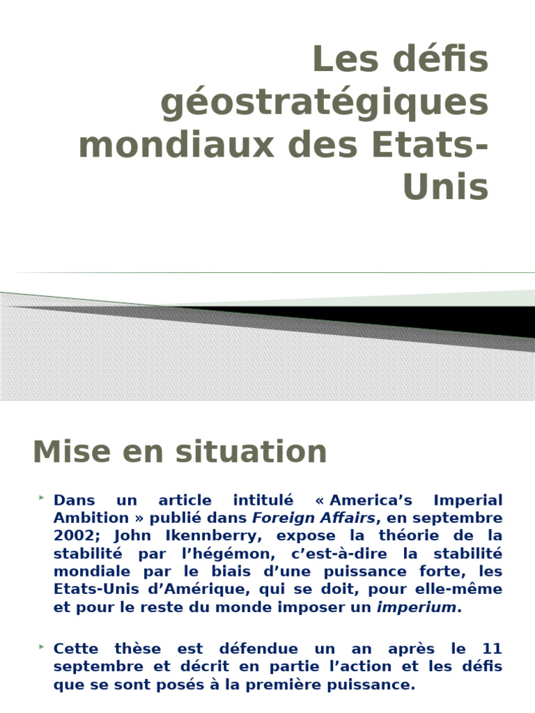 Défis géostratégiques des États-Unis | PDF | Les États-Unis | Politique ...