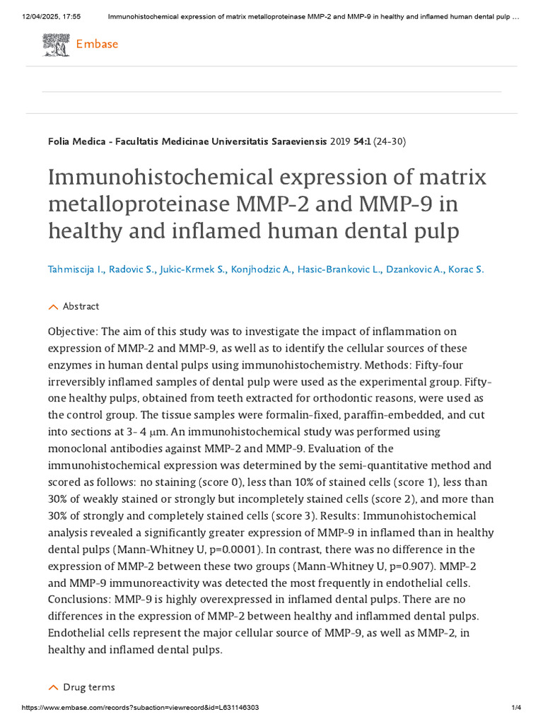 Immunohistochemical Expression of Matrix Metalloproteinase MMP-2 and ...