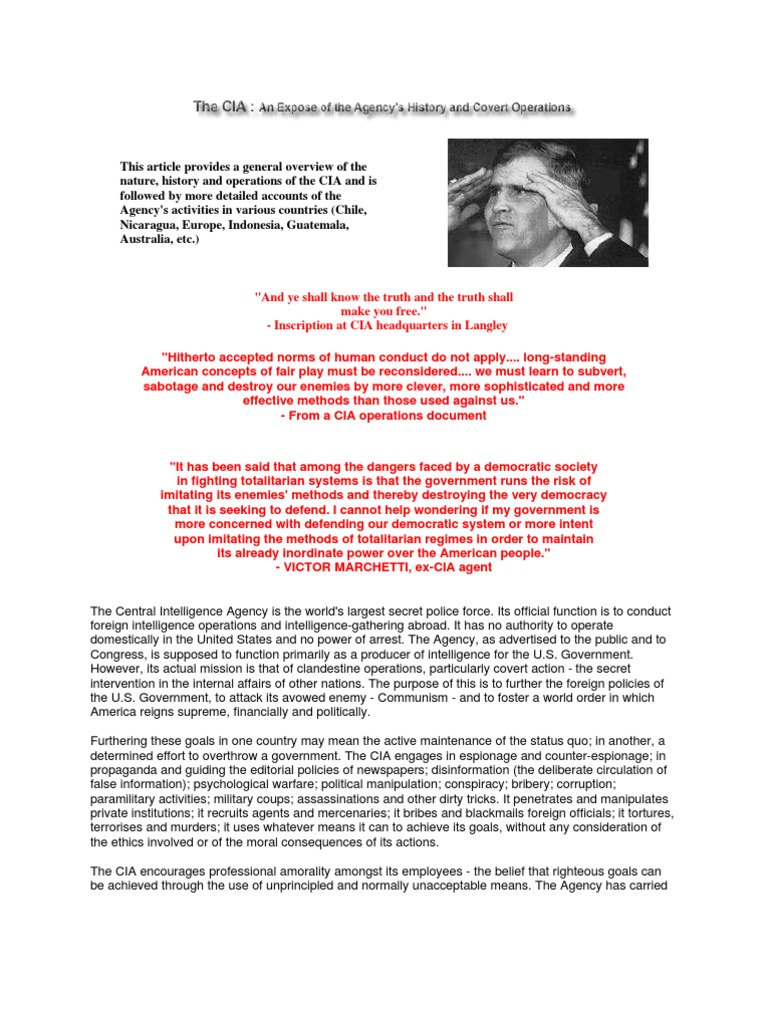 CIA - An Expose of The Agency's History and Covert Operations | PDF ...