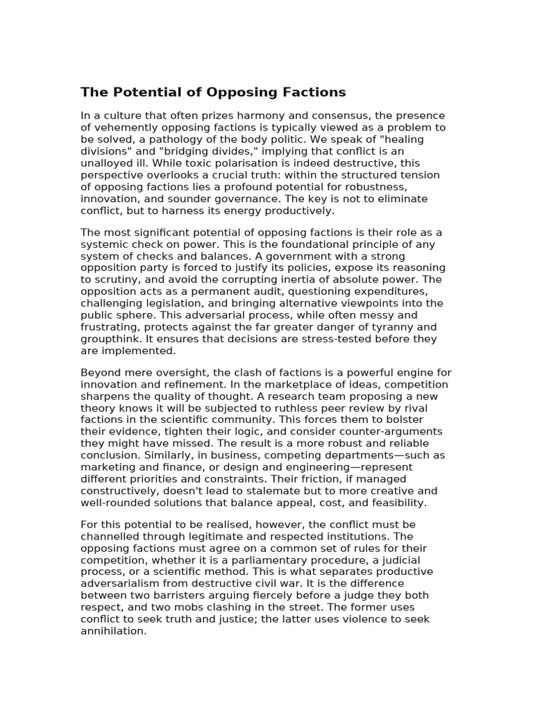 Harnessing the Power of Opposing Factions | PDF