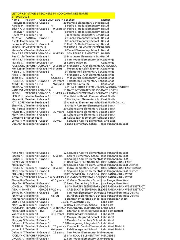 Profile of Key Stage 2 Teachers 1 | PDF