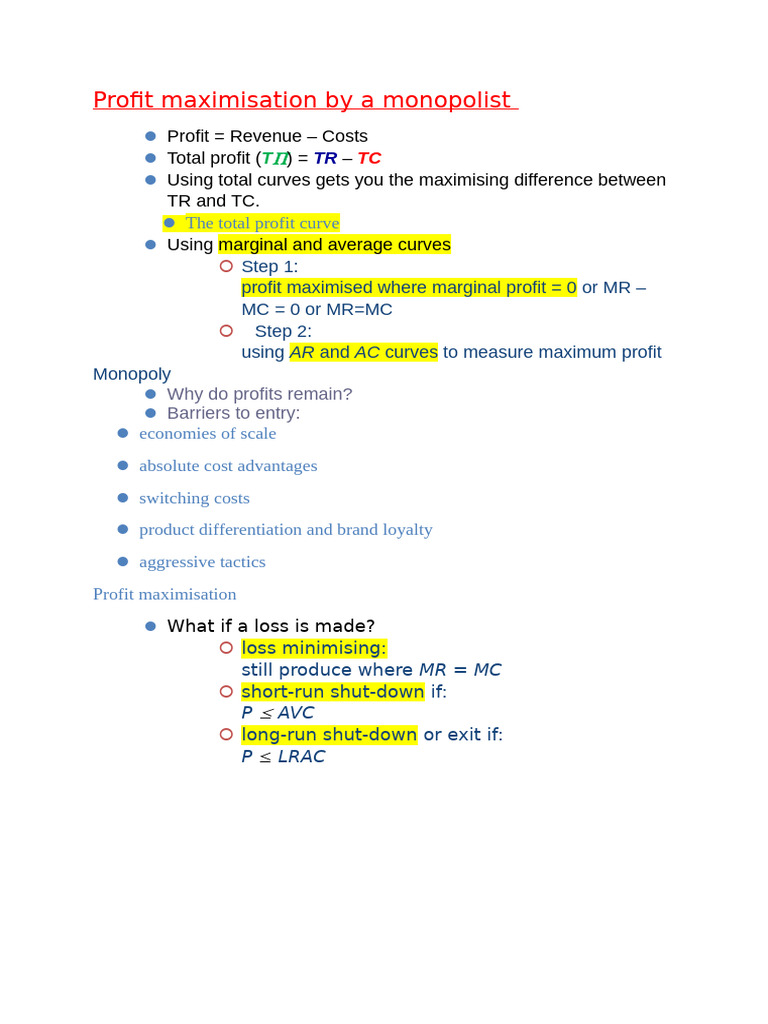 Monopolist Profit Maximization Strategies | PDF