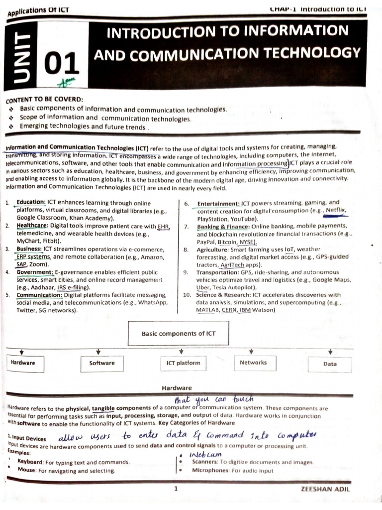 ICT Chapter 1 | PDF