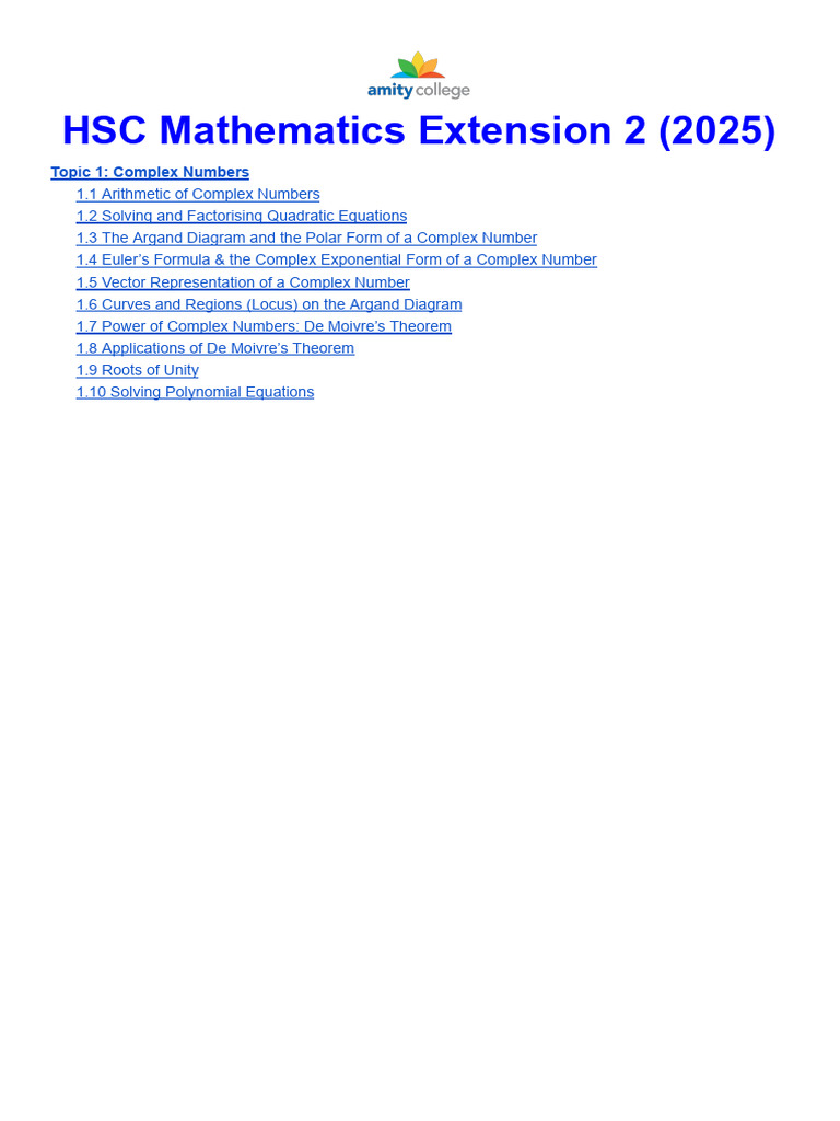 Complex Numbers in HSC Math Ext 2 | PDF | Numbers | Factorization