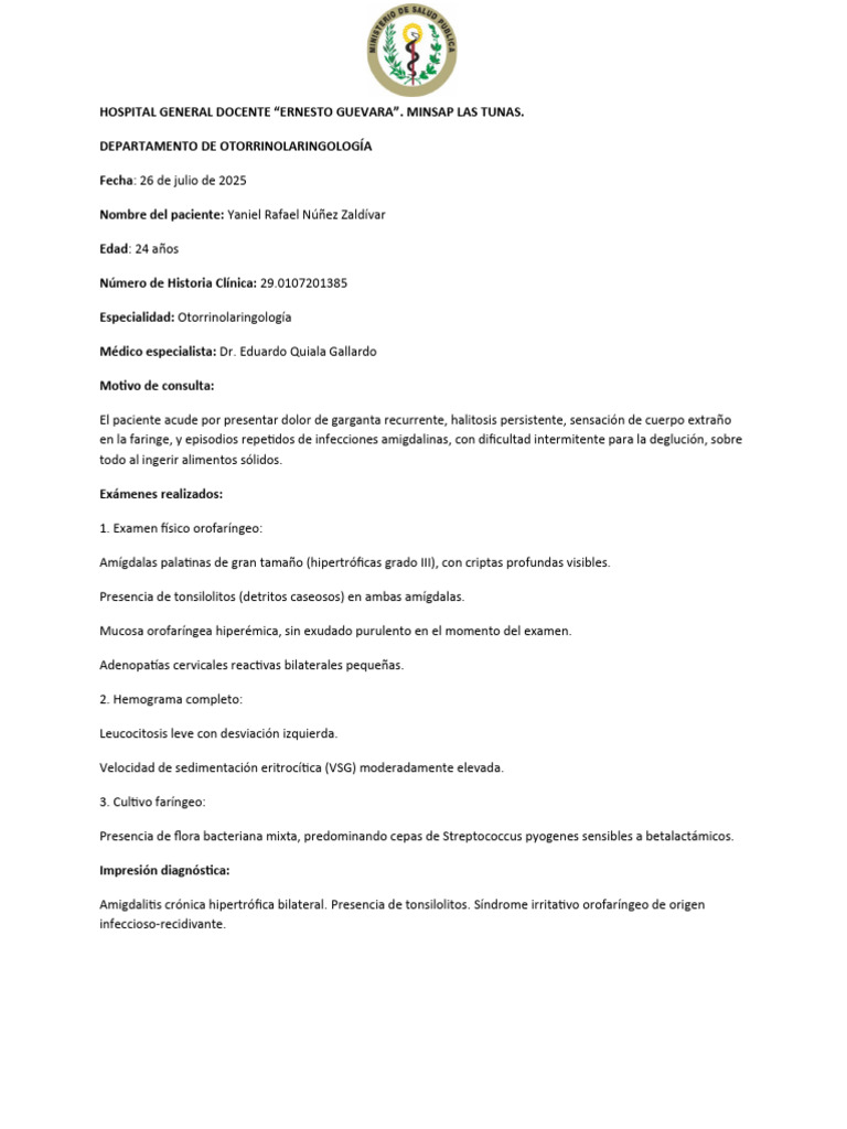 Hospital General Yaniel | PDF | Otorrinolaringología | Medicina CLINICA