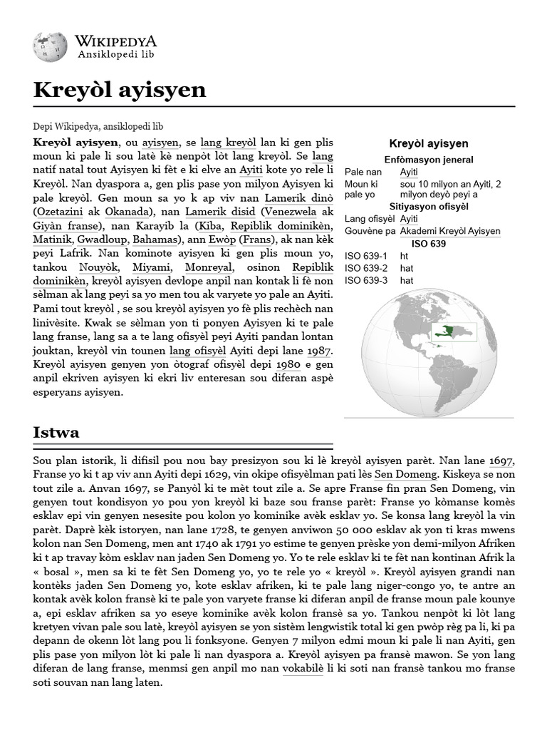 Kreyòl Ayisyen - Wikipedya | PDF