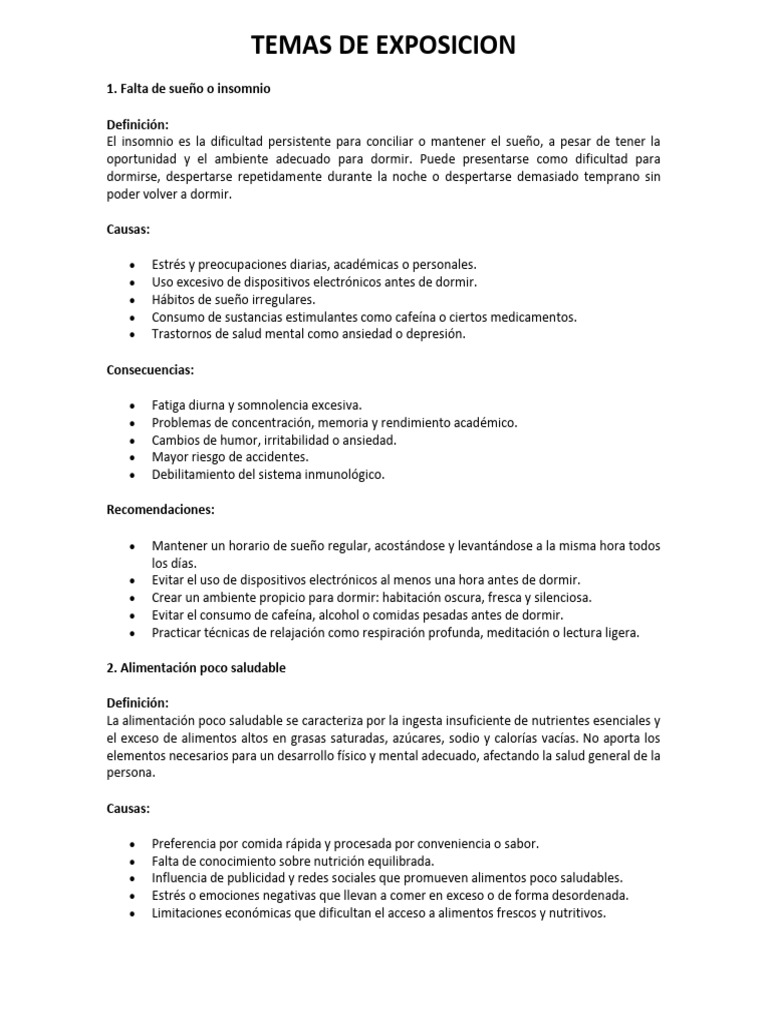 Temas de Exposicion 2 de Sec. | PDF | Salud mental | Trastorno depresivo mayor