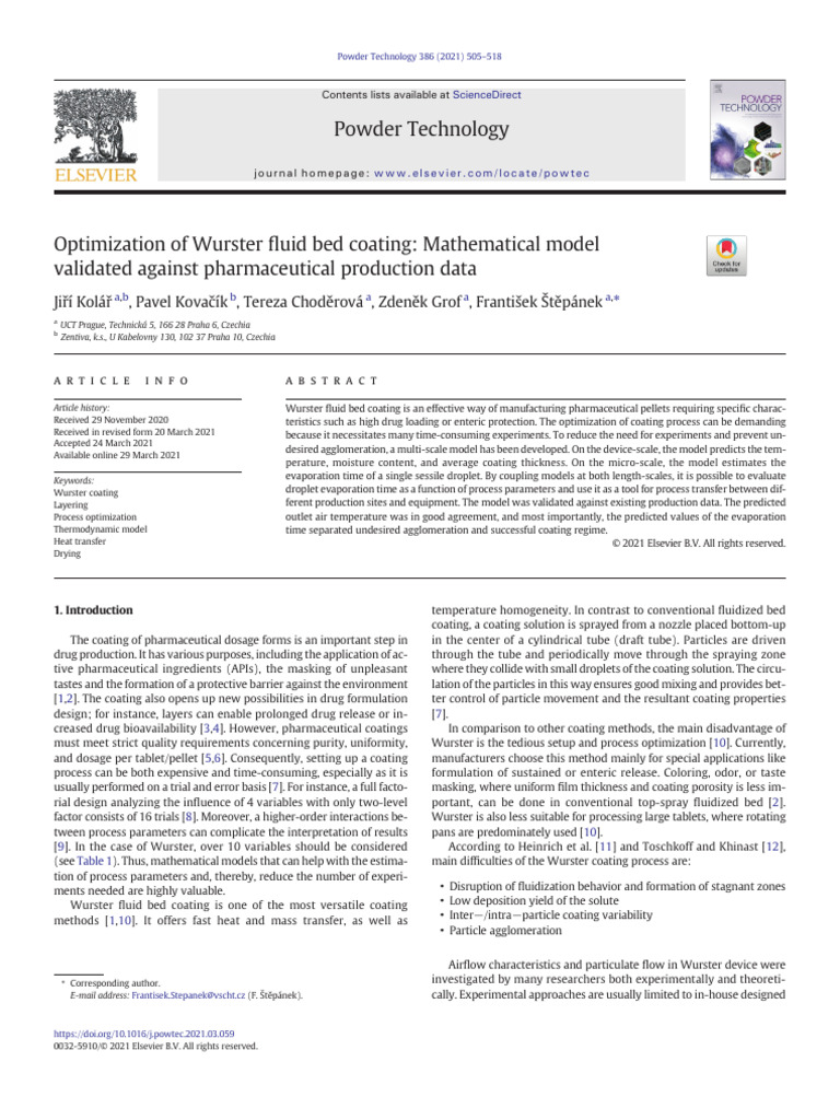 Wurster Coating Optimization Model | PDF | Evaporation | Aerosol