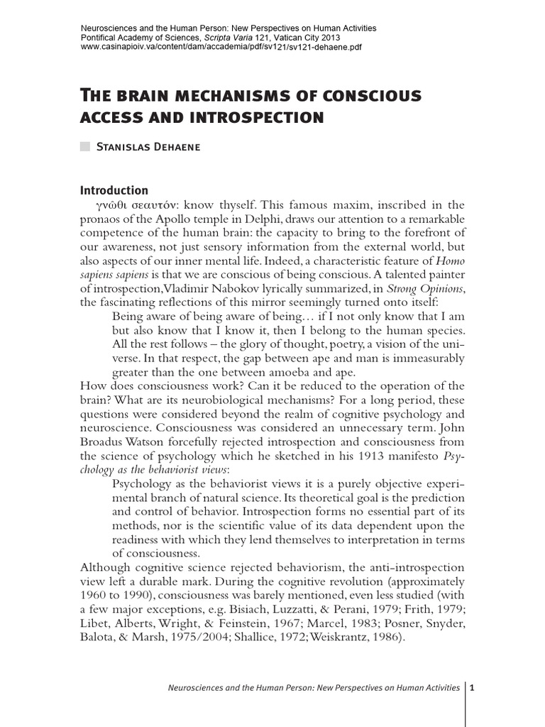 The Brain Mechanisms of Conscious | PDF | Consciousness | Neural ...