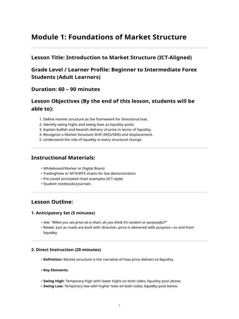Market Structure Basics for Forex Traders | PDF | Education Theory ...