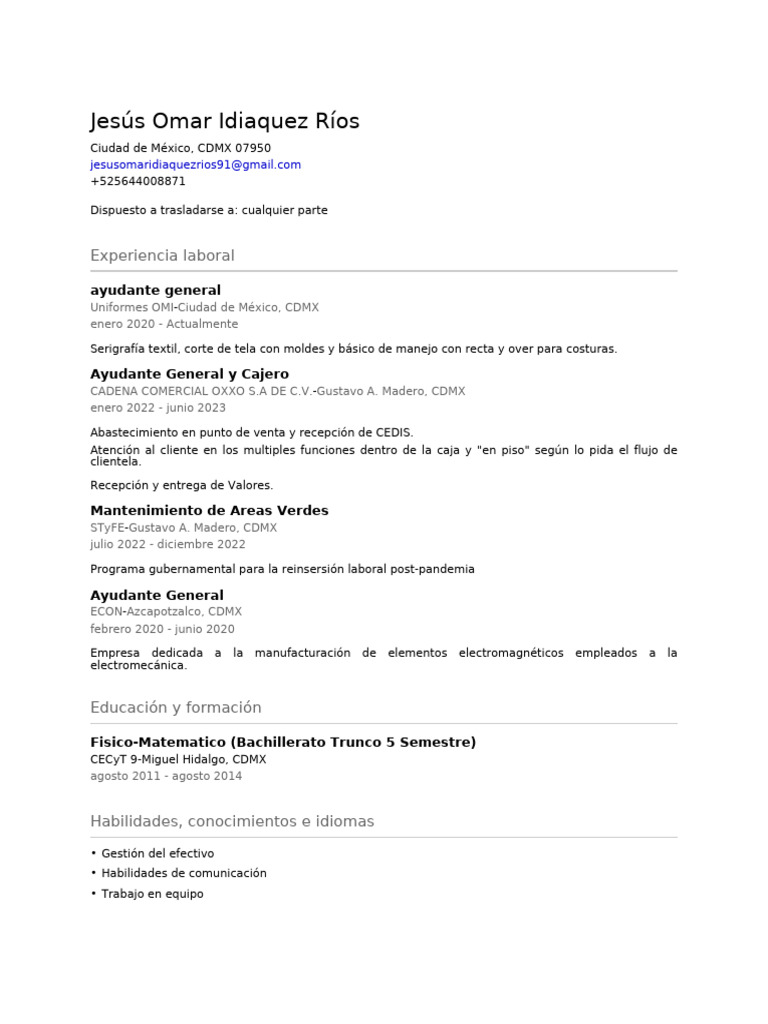 Currículum de Jesús Idiaquez Ríos | PDF