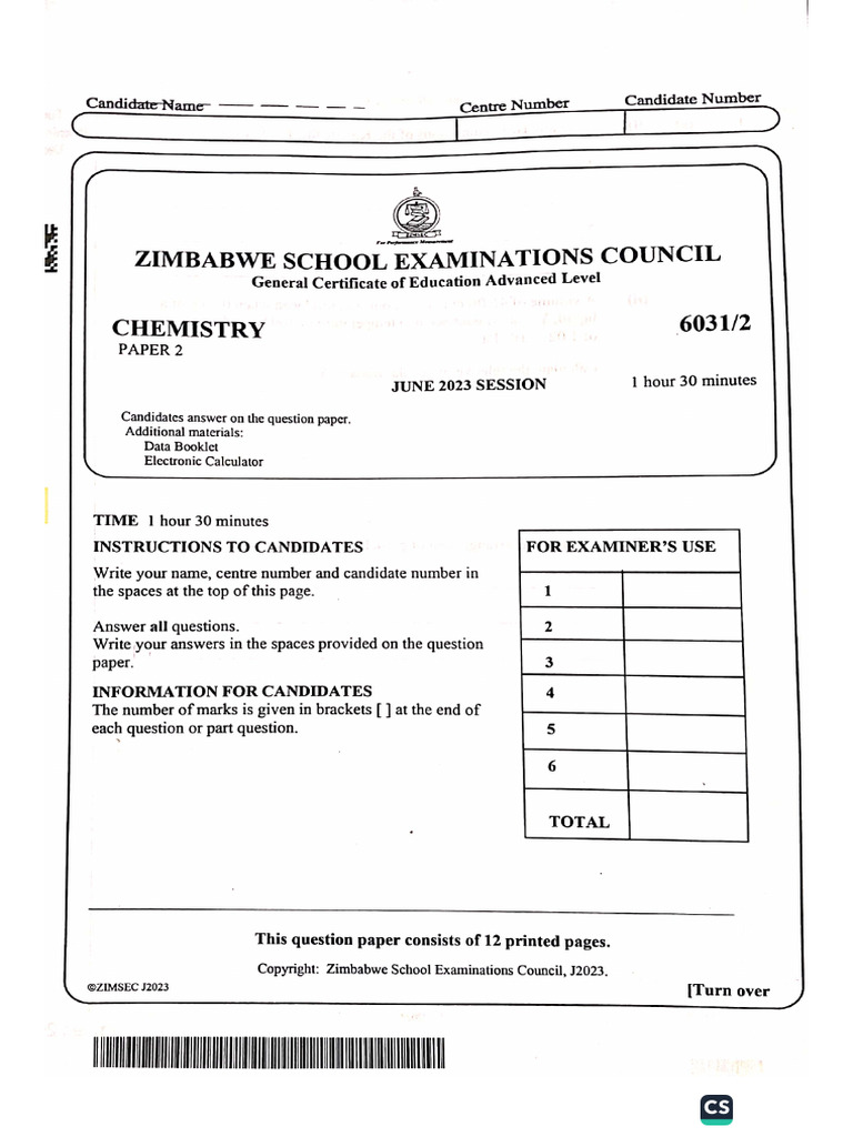 O-Level November 2025 Chemistry - Paper - 2 | PDF