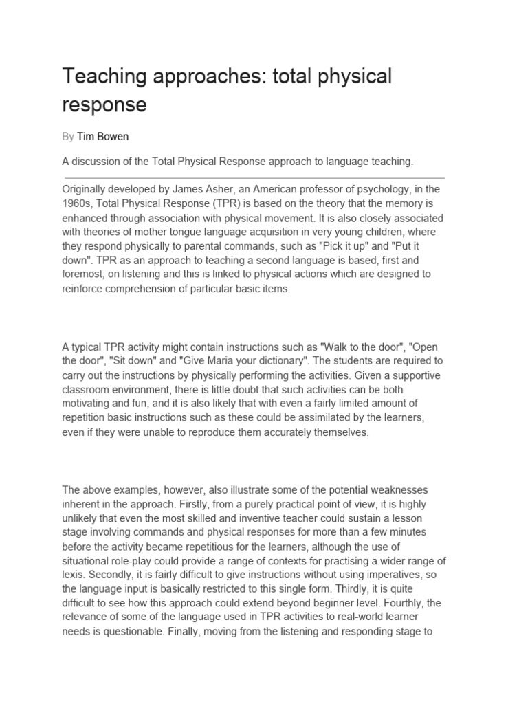 Total Physical Response in Language Teaching | PDF | Education Theory ...
