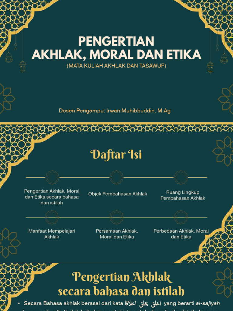 Akhlak, Moral, dan Etika: Definisi dan Perbedaan | PDF