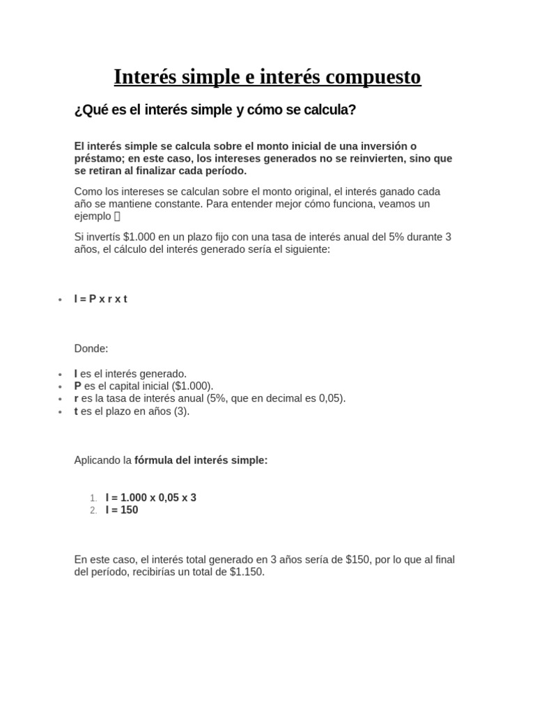 Interés Simple vs Compuesto: Guía Comparativa | PDF | Interés compuesto ...