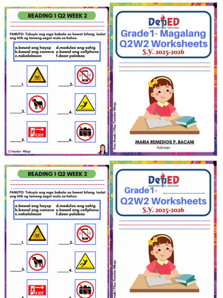 GRADE 1 Q2 Week 2 Worksheet Booklet - Free Grade 1 Files-Teacher Mhejz ...