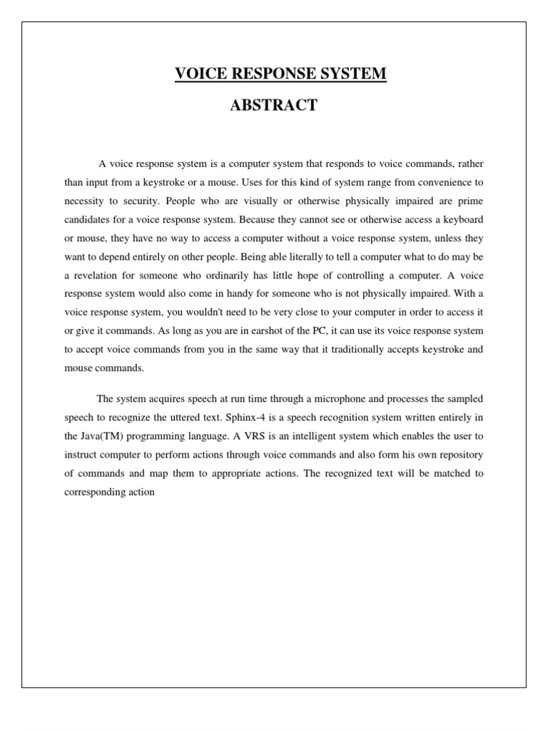 Voice Response System | PDF | Speech Recognition | Feasibility Study