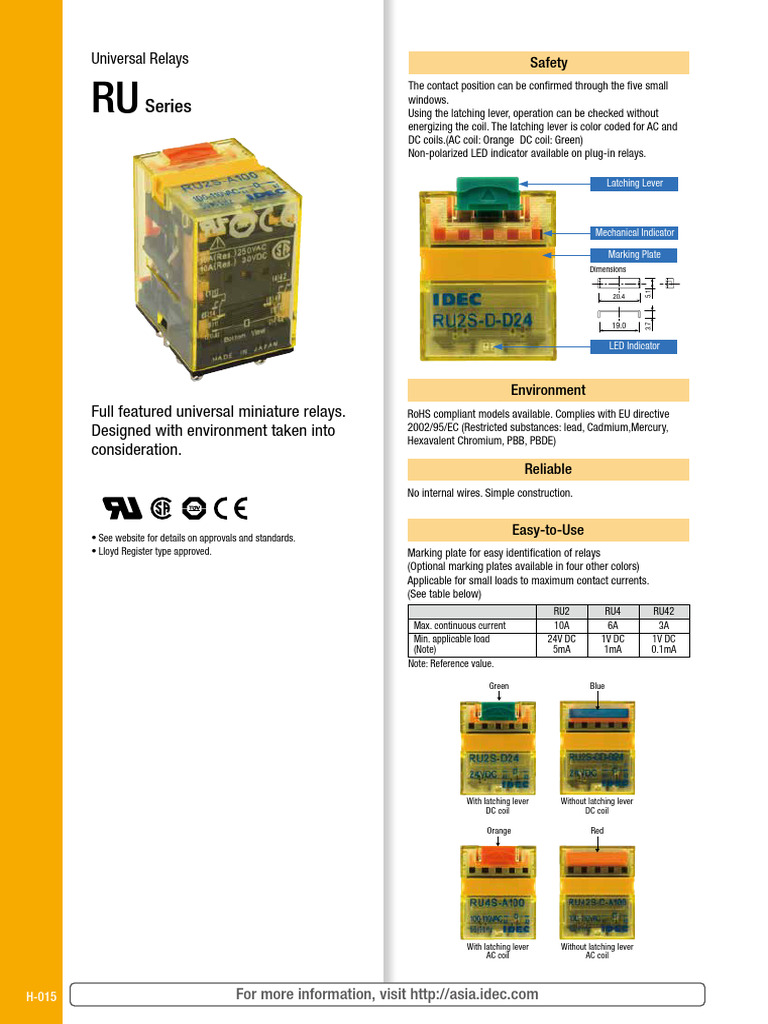 RU Series Universal Miniature Relays | PDF | Relay | Electrical Connector