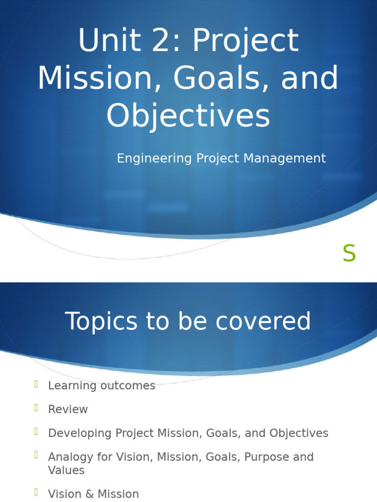 Chap 02 Project Mission, Goals, and Objectives | PDF | Goal | Cognition