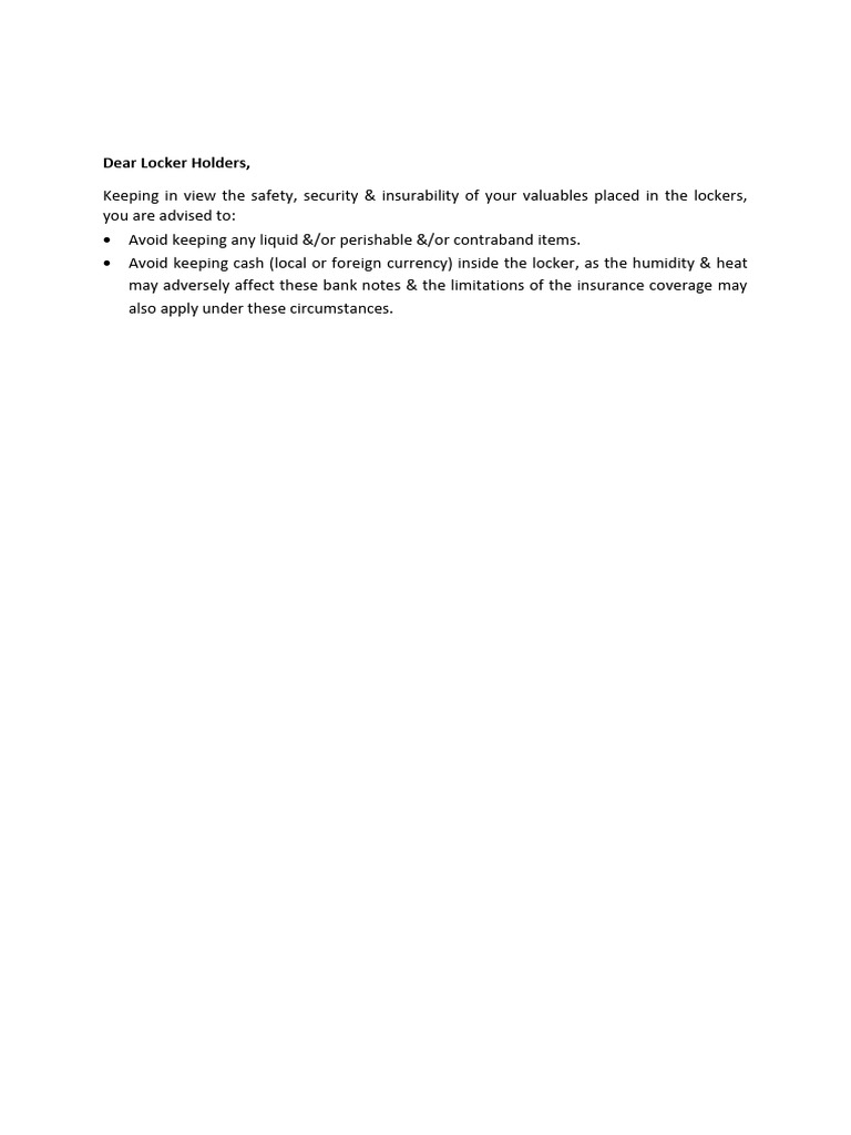 Locker Audit Safety Guidelines | PDF